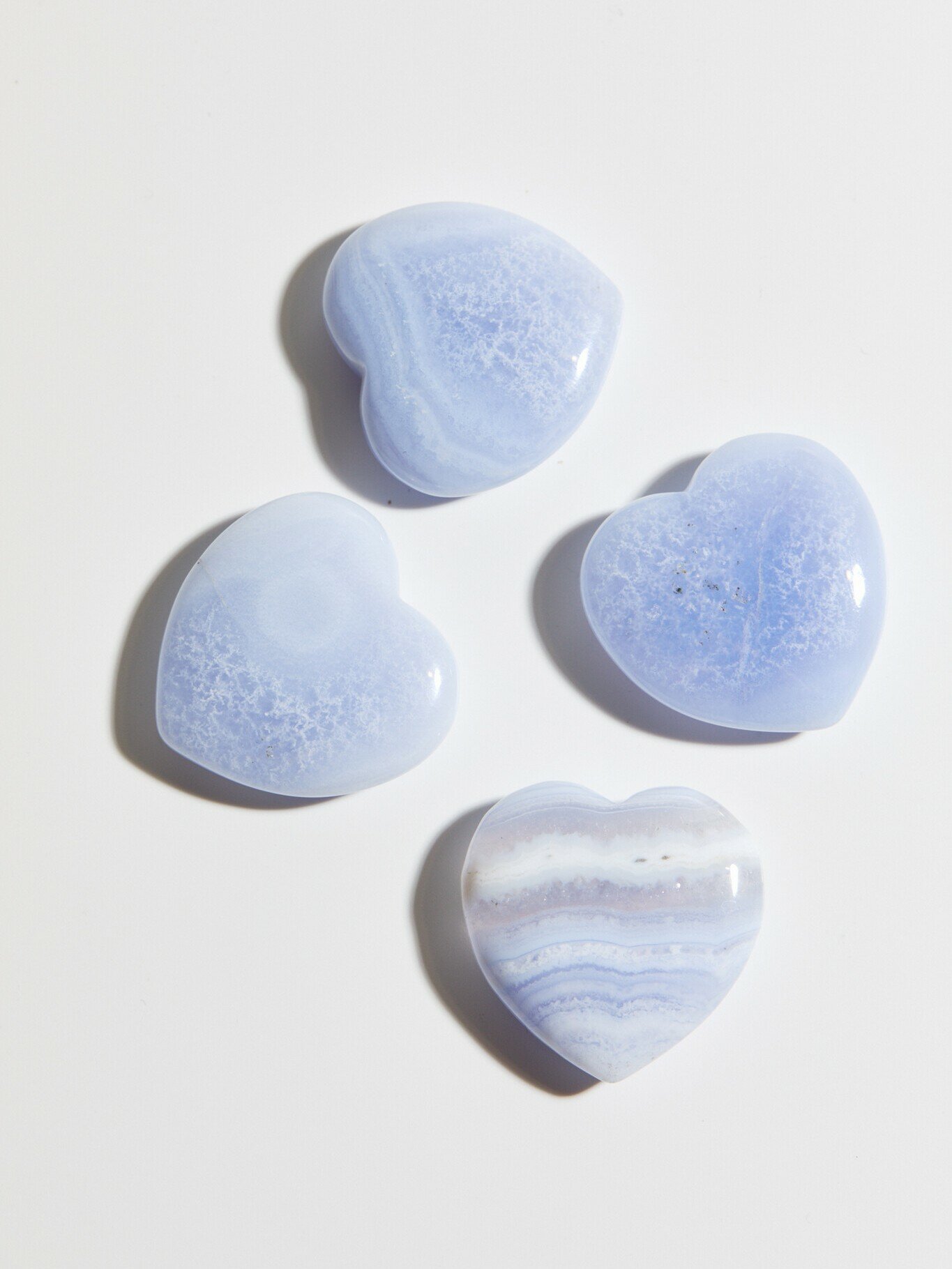 Сердечко из голубого агата QUARZ, 4 см, натуральный камень, 1 шт.