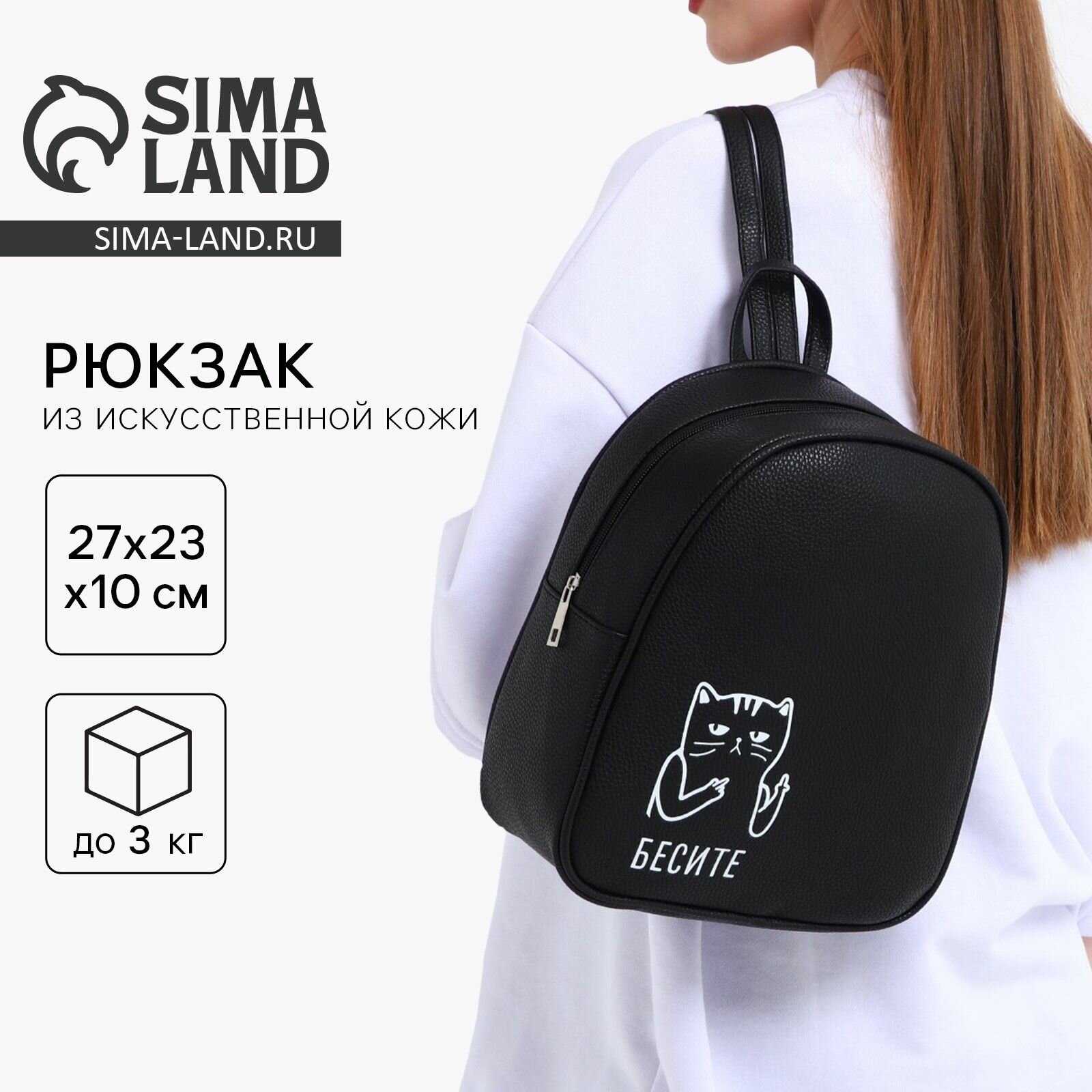 Рюкзак школьный из искусственной кожи Бесите 27х23х10 см