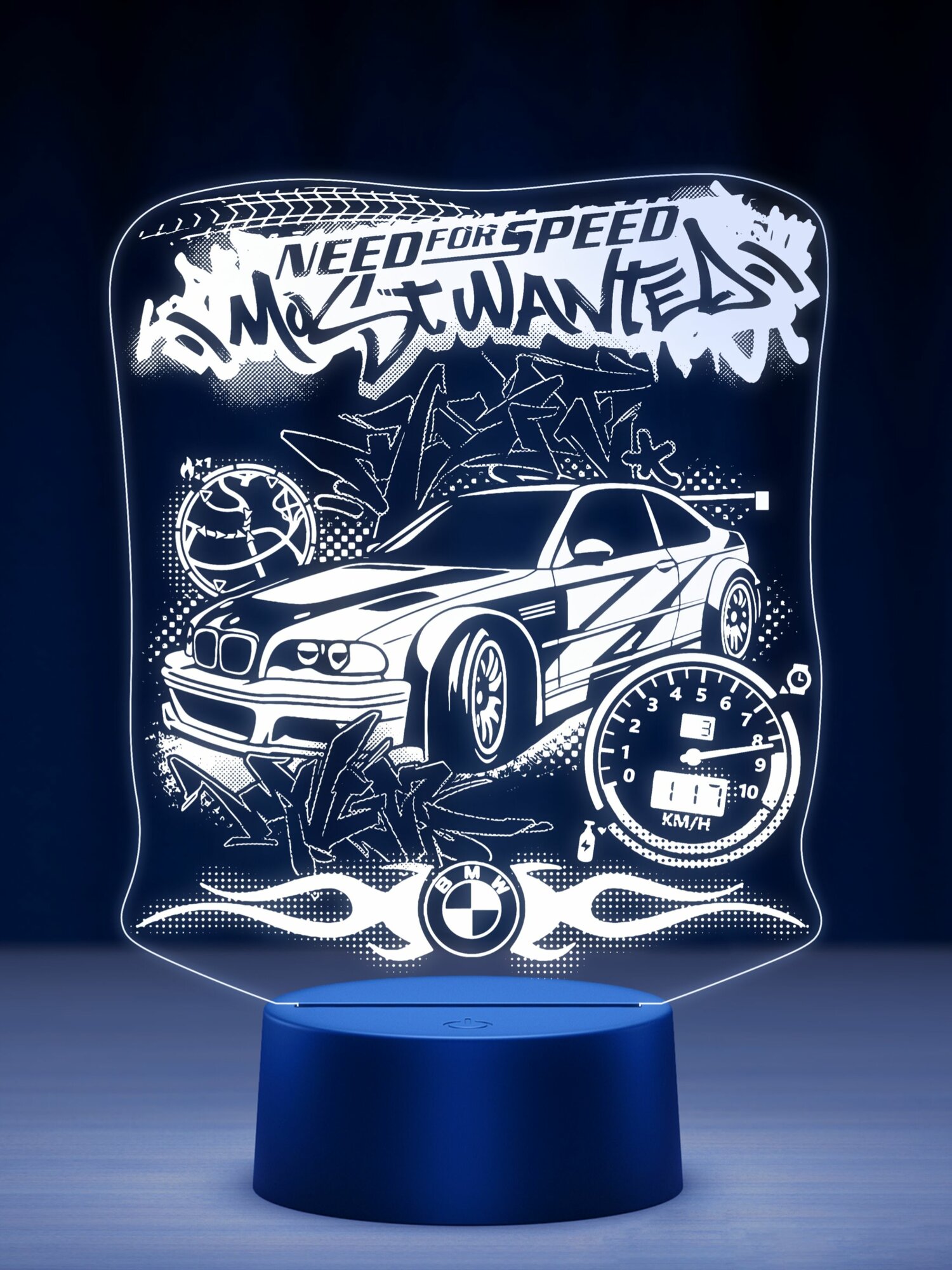 Ночник Игра Гонки Нфс - Need For Speed NFS Most Wanted. Подарок геймеру — декор для игровой комнаты с символикой популярных игр, узнаваемыми персонажами и атмосферой киберспорта.