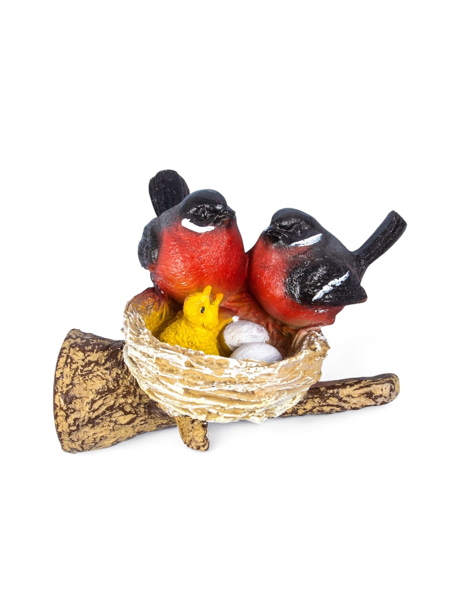 Подвесной декор Хорошие сувениры "Гнездо со снегирями", 18x10.5x14.5 см.