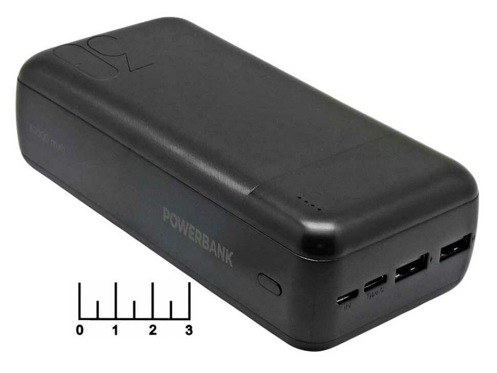 Power Bank 2USB 5V 2.1A 30Ah - вход USB+micro USB+Type C Perfeo PF_E2094