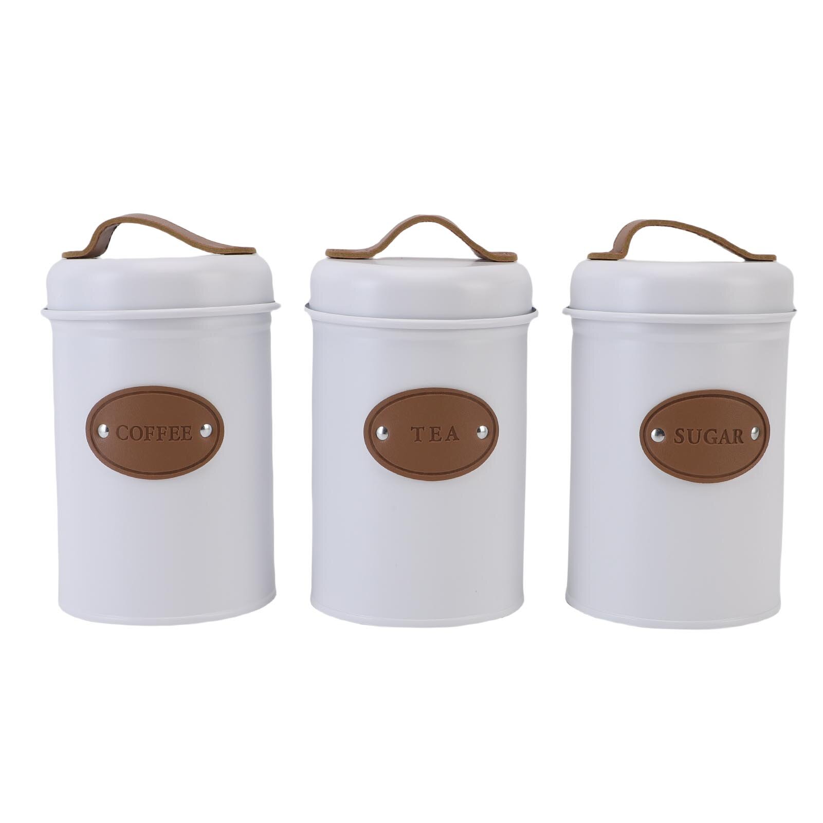 3PCS Food Sealing Storage Container Multifunctional Candy Tea Coffee Canister for Kitchen Beige