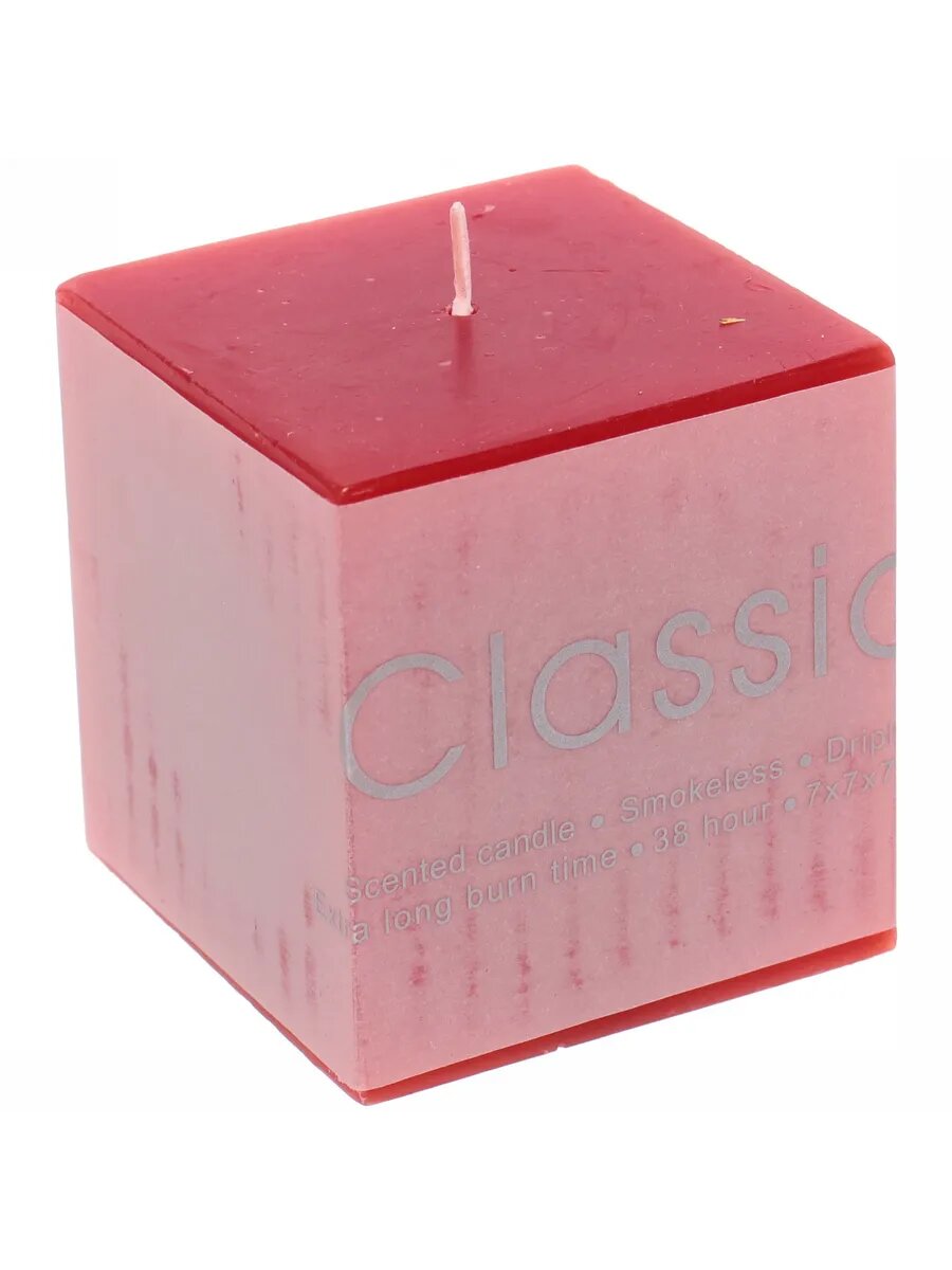 Свеча "Classic" 7*7*7,5см цвет красный