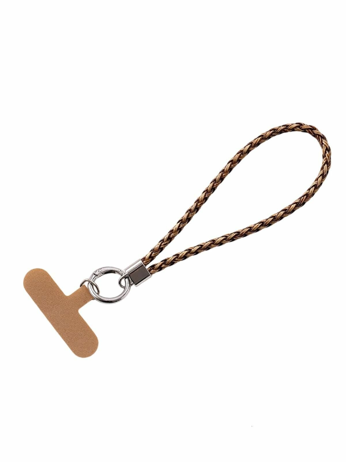 Шнурок для телефона, Искусственная ретро деревянная кожаная веревка с зерном, короткая подвеска для мобильного телефона, плетеная веревка, подвеска для мобильного телефона-светло-коричневый