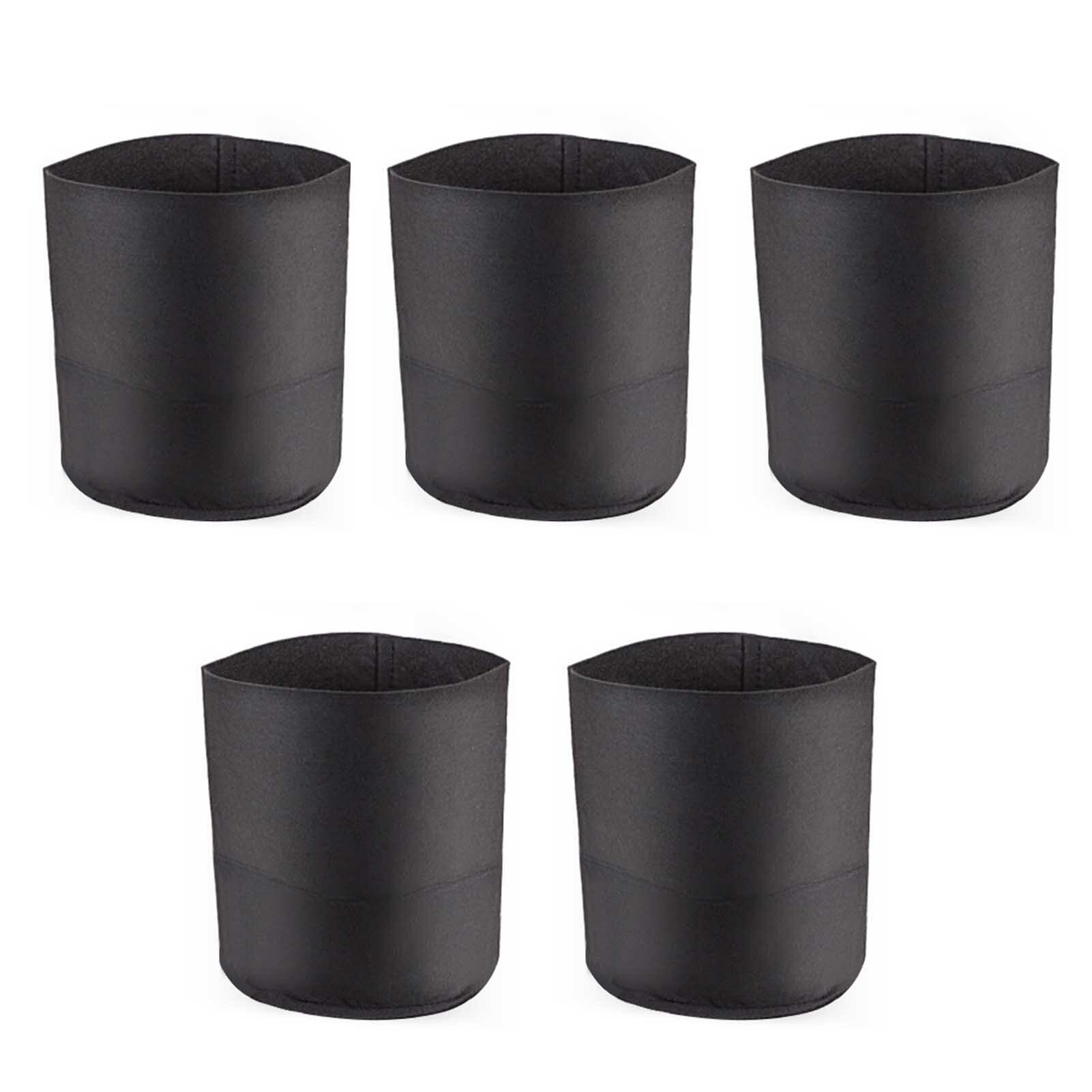 5 Pack 3 Gallon Черные Растительные Поддоны из Нетканого Ткани PP, Круглые Контейнеры для Садовых Растений Овощей Цветов, Плотные Дыхательные Поддоны для Посадки
