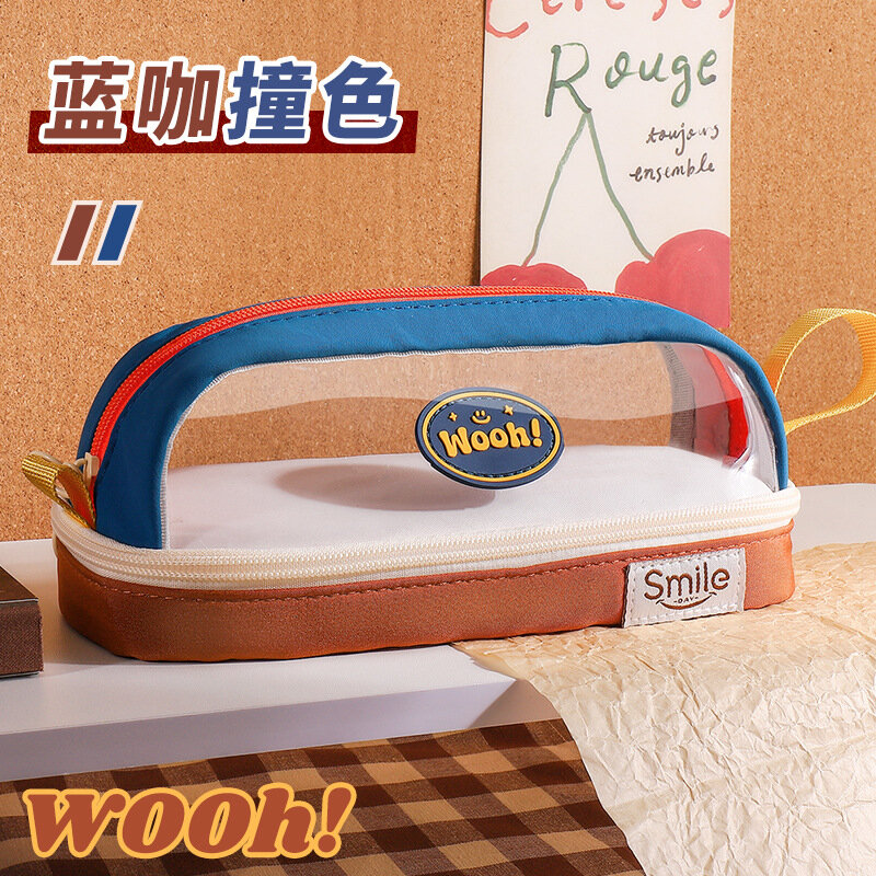 Большой пенал квадратной и круглой формы для мальчиков, прозрачный, простой, оптовая продажа, высококачественный пенал для хранения канцелярских принадлежностей