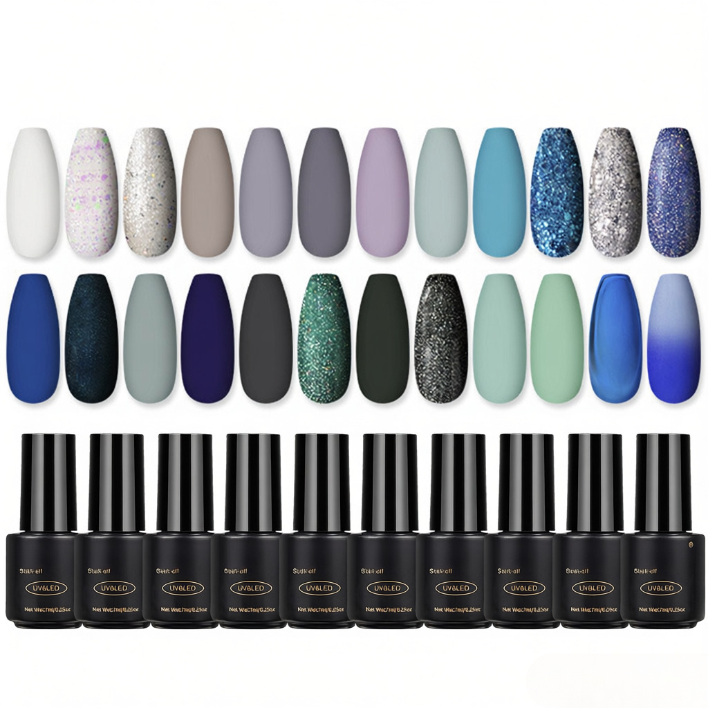 Rosalind Набор Фототерапевтической Клея для Ногтей Японский Стиль 24шт, Сет A, Сет B, Сет C, Сет D, Сет E, Сет F, Сет , Сет H, Сет I (по выбору), Материал: смола, Объем: 7мл, Сушка: УФ/LED Лампа, Вес упаковки: 552г, Размер упаковки: 300*250*30мм