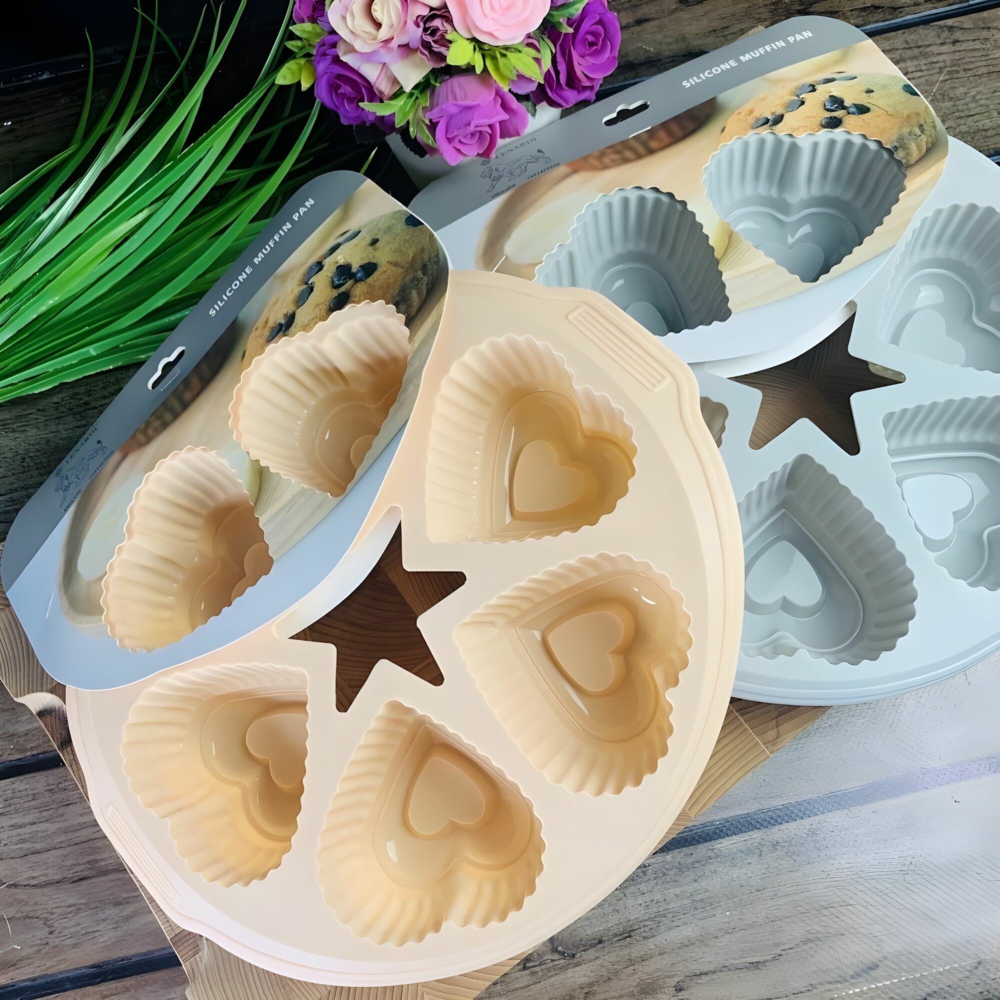 Силиконовая форма для выпечки 27х4 см, форма для кексов, капкейков, маффинов цвет микс