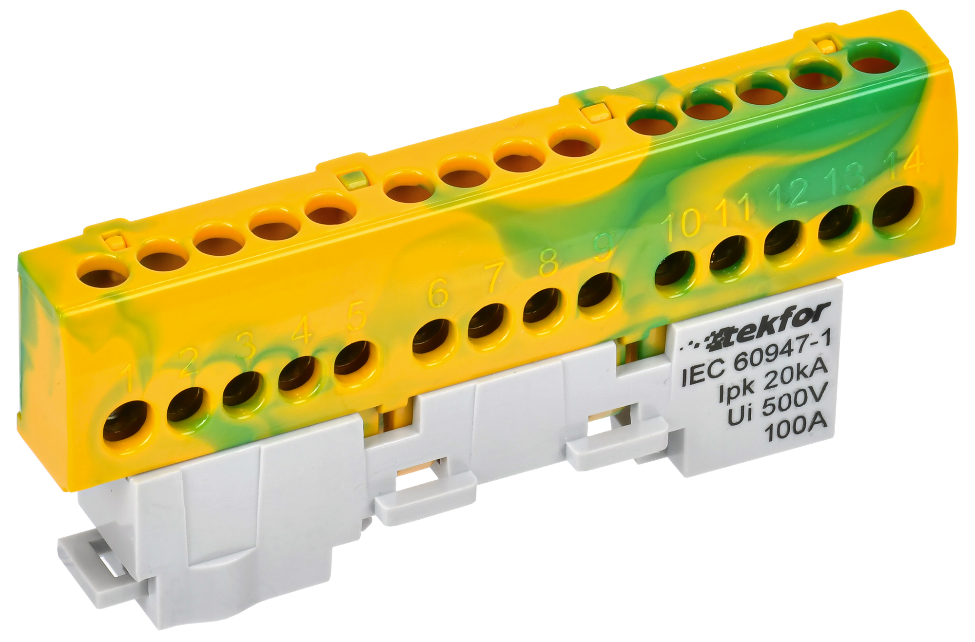 TEKFOR Шина PE земля изол на универсальном держателе 6х9-14-ЖЗ IEK IEK TF-NN10-14-KL-K52