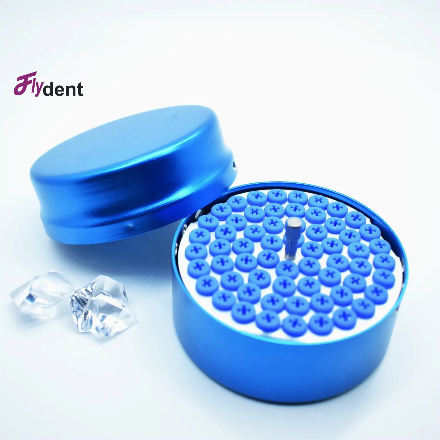 Автоклавный металлический контейнер для инструментов eflydent 62 отверстия blue