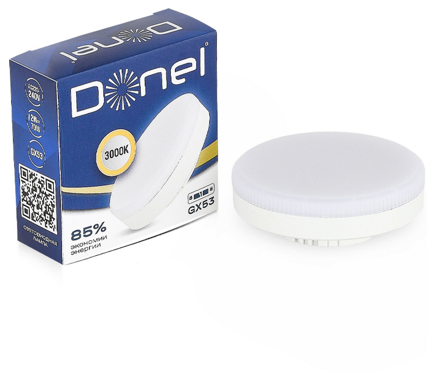 Лампа светодиодная Donel DN03 GX53 12Вт 3000K DN03007W12GX53