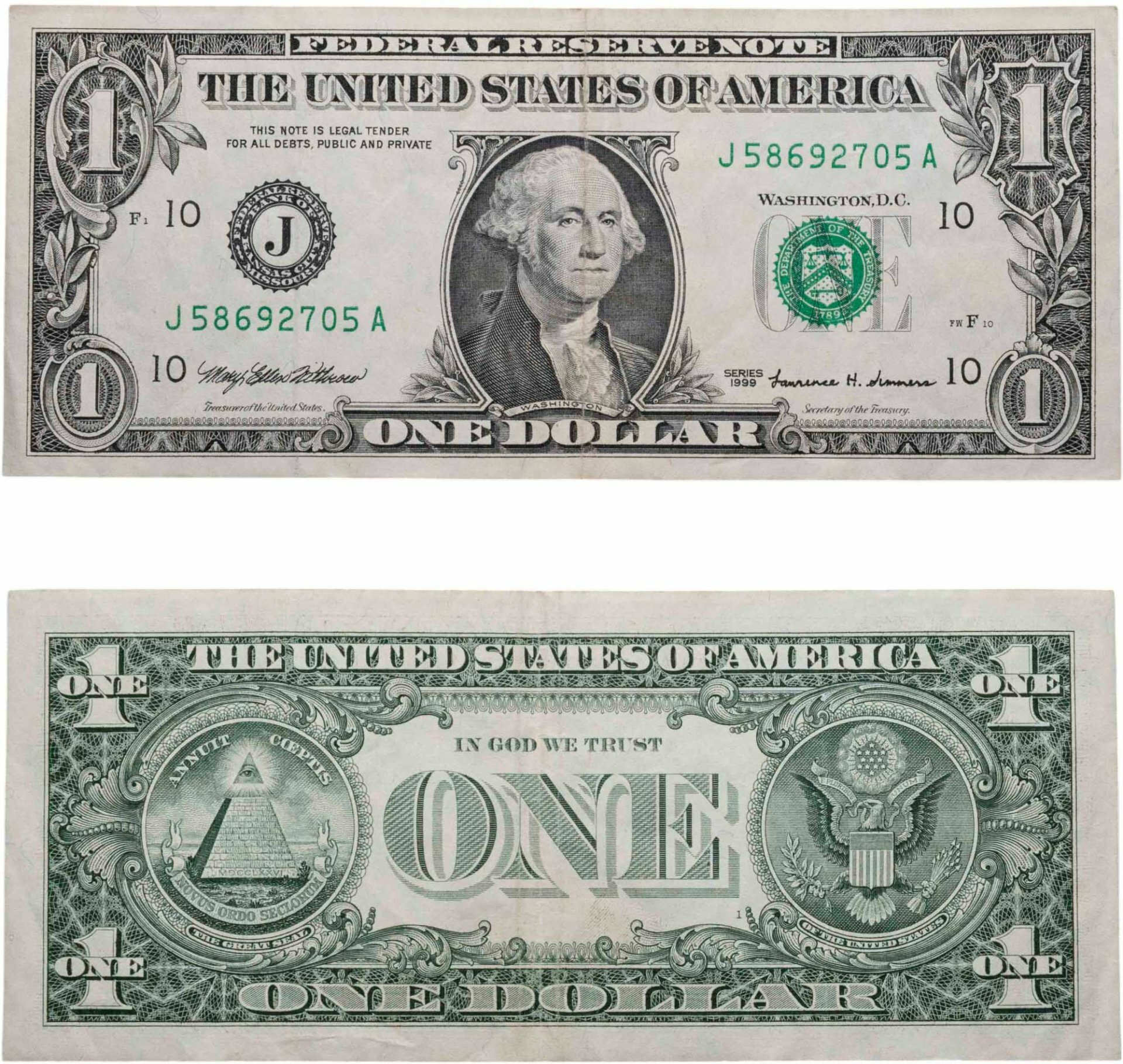 США 1 доллар 1999 год Pick 504 J - Канзас