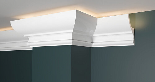 Плинтус потолочный 55x100 мм карниз полистирол под подсветку для натяжного потолка полиуретановый