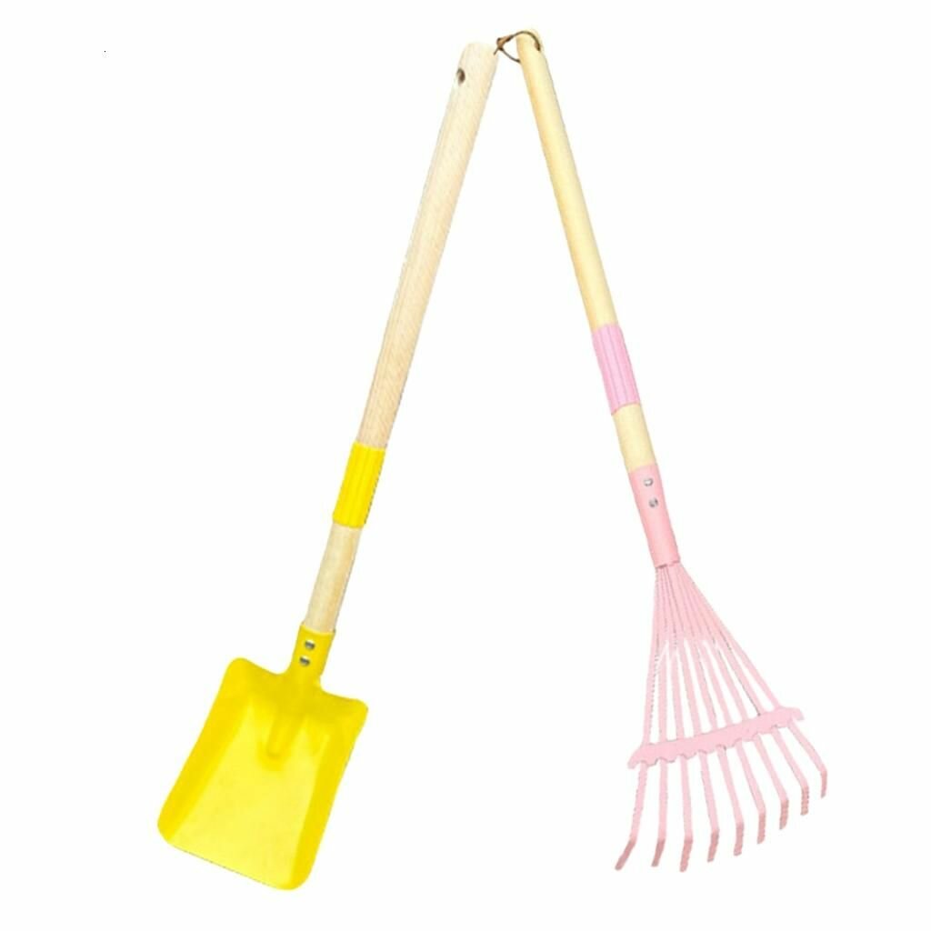 Детские деревянные грабли и лопатка, - B