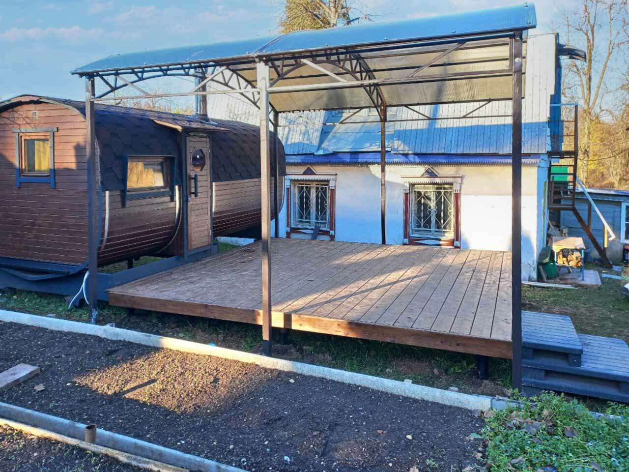 Навес сборный арочный Комфорт+ 4x4, металл каркас, поликарбонат