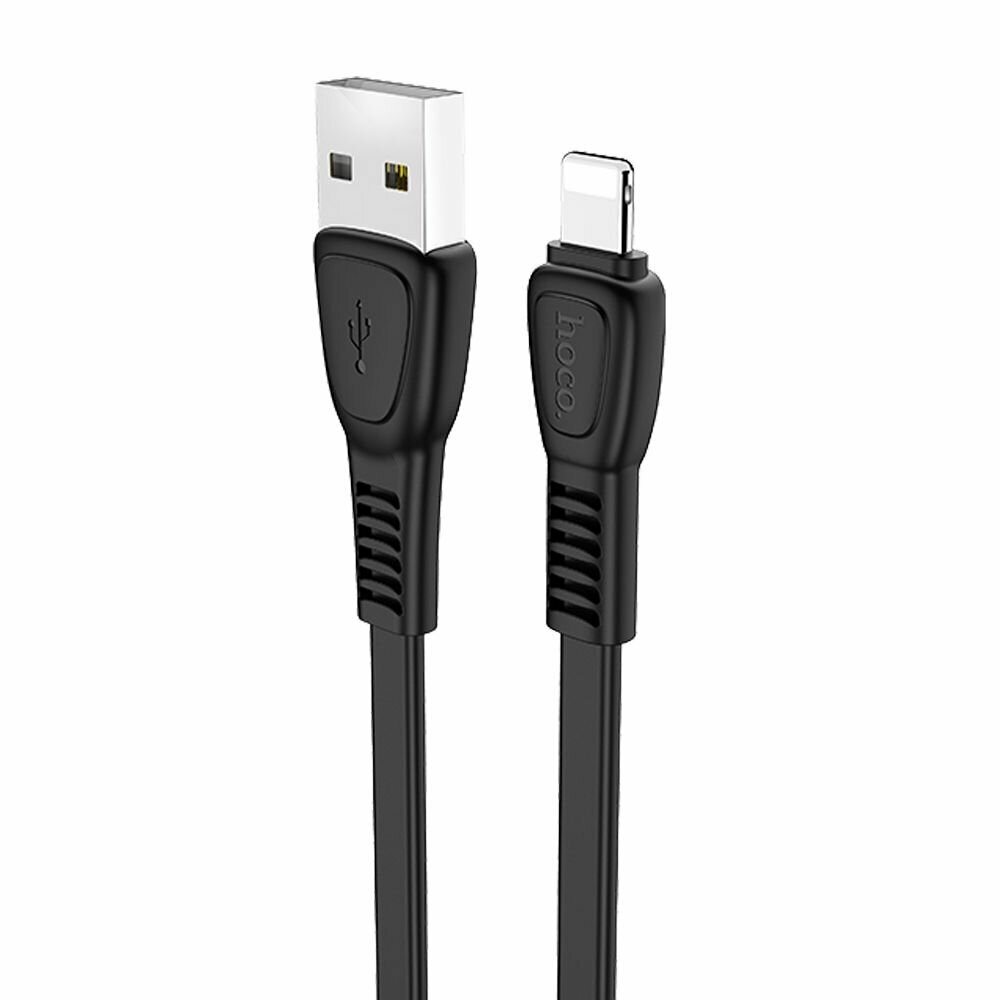 Кабель USB - 8 pin "HOCO X40 Noah" 1м, плоский, 2.4A, силикон, цвет: чёрный