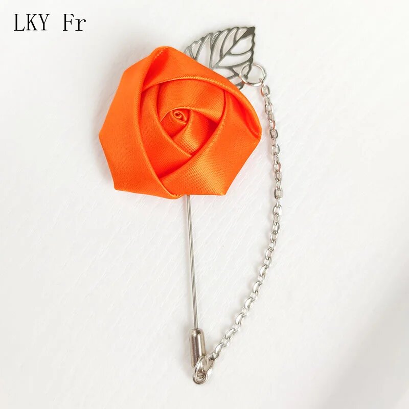 Бутоньерка из шелка LKY Fr красная Оранжевый, boutonniere 5