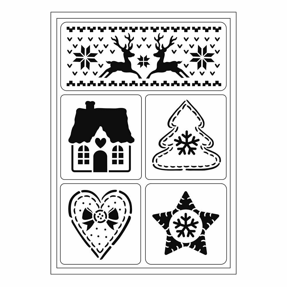Трафареты гибкие самоклеющиеся Viva Decor "Скандинавское рождество" 14*18см