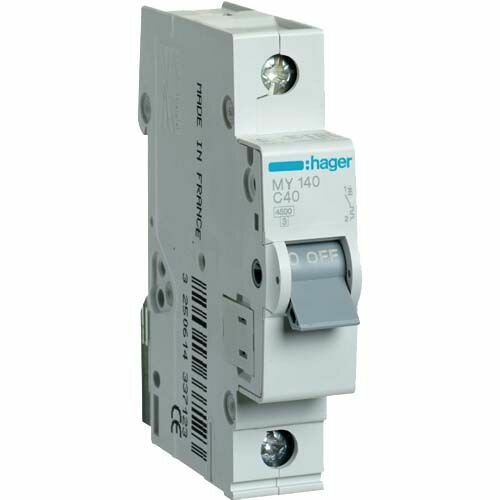 Автоматический выключатель Hager MY140A 1п 40А 4.5кА характеристика C