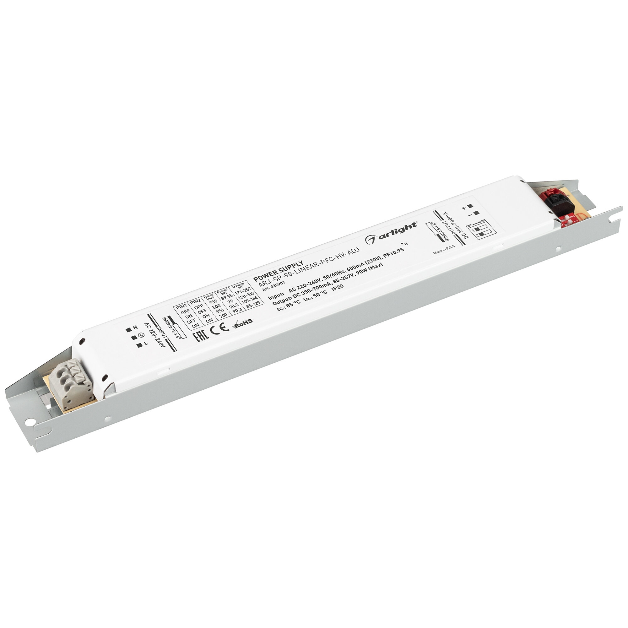 Блок питания для светильника Arlight ARJ-SP-90-LINEAR-PFC-HV-ADJ (90W, 350-700mA)