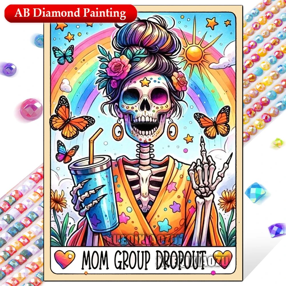 Череп девушка искусство алмазная живопись Таро череп женщина мозаика инкрустация набор для вышивки крестом AB горный хрусталь DIY подарок декоративная живопись