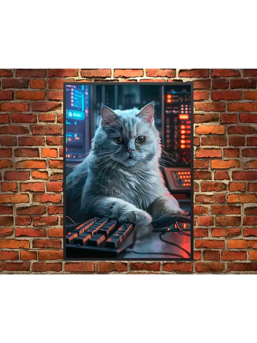 Кошка-программист Бурмилла 2, Плакат 30x42см