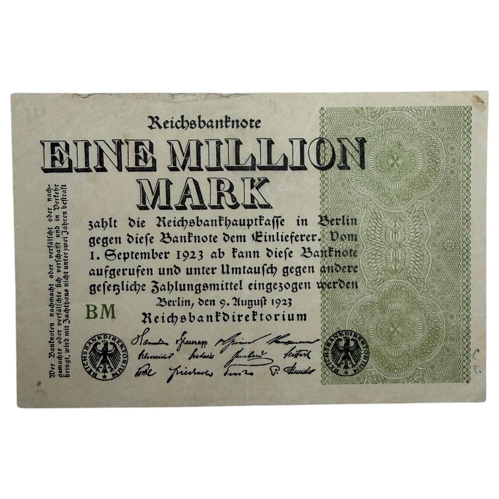 Веймарская республика 1000000 (1 миллион) марок 1923 г. (09.08 Тип 2) (ВЗ - Решётка) (Серия BM)
