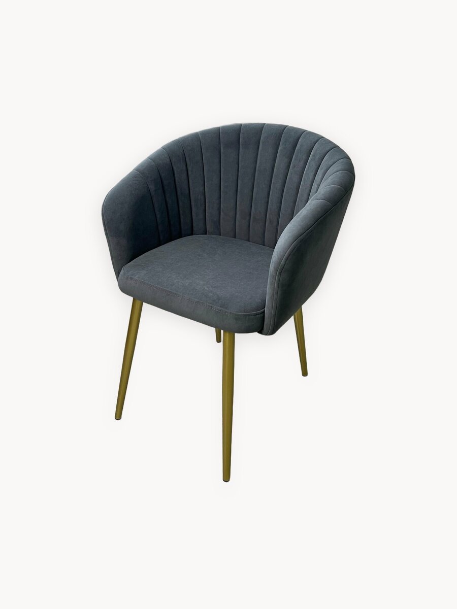 Комплект стульев с поворотным механизмом 360 градусов Версаль для кухни графит с золотыми ногами, стулья кухонные 2 шт.