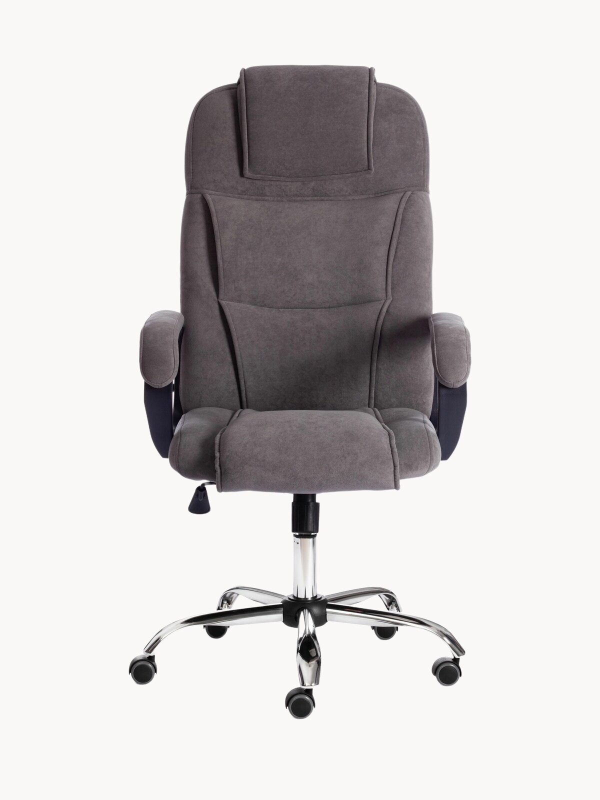 Офисное кресло TETCHAIR BERGAMO хром (22), серое, флок, регулировка высоты и наклона, мягкие подлокотники