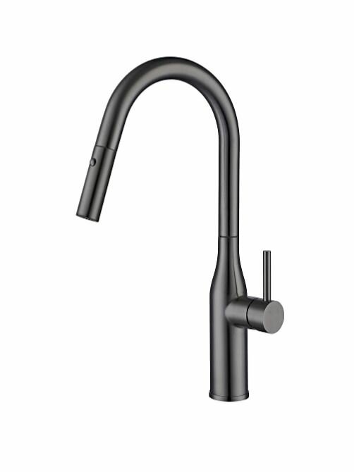 Смеситель для кухни с гибким изливом, с выдвижным изливом, Gappo G4398-41, оружейная сталь