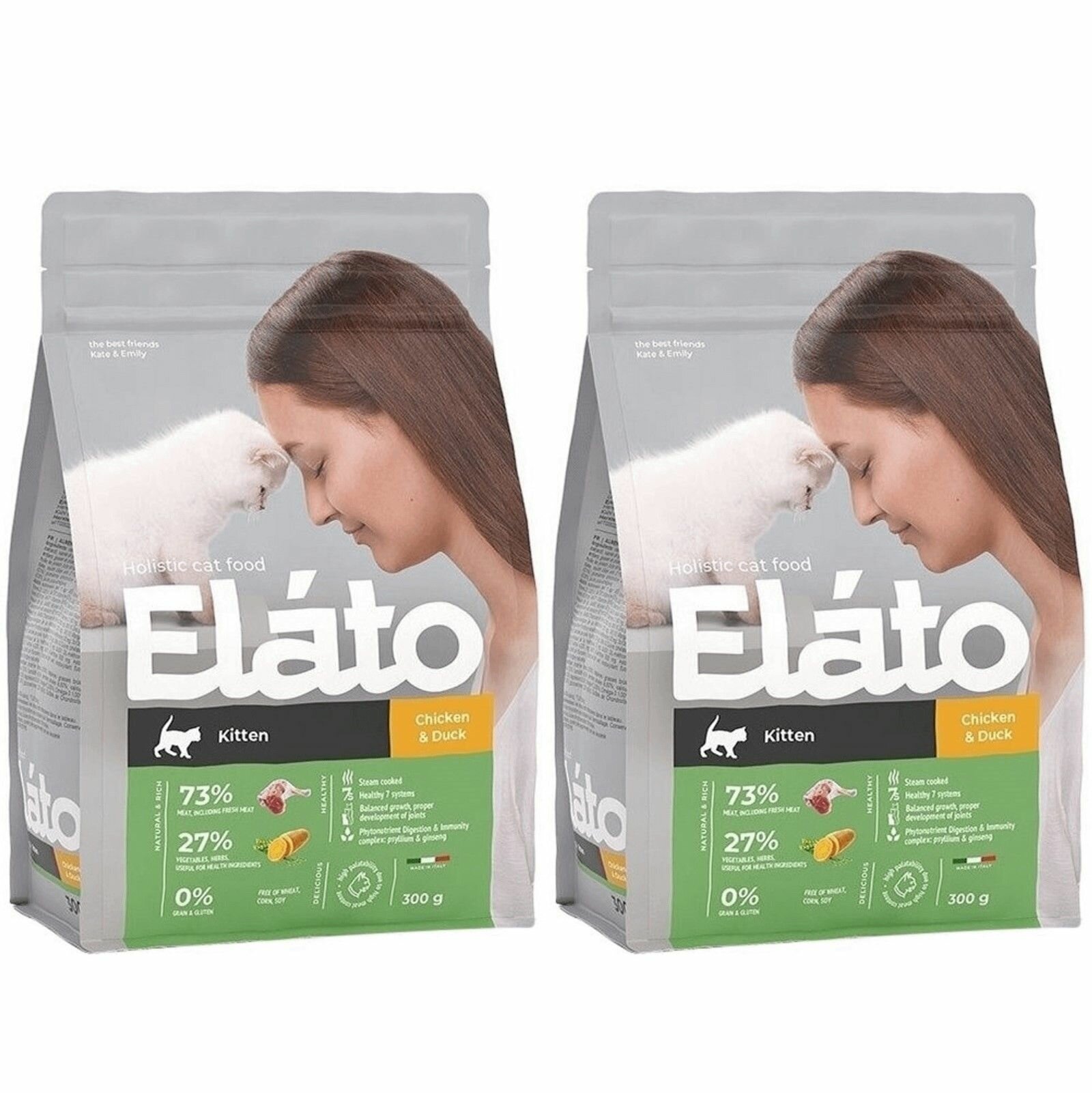 Elato Сухой корм для котят Holistic, Курица и Утка, 300 г, 2 уп