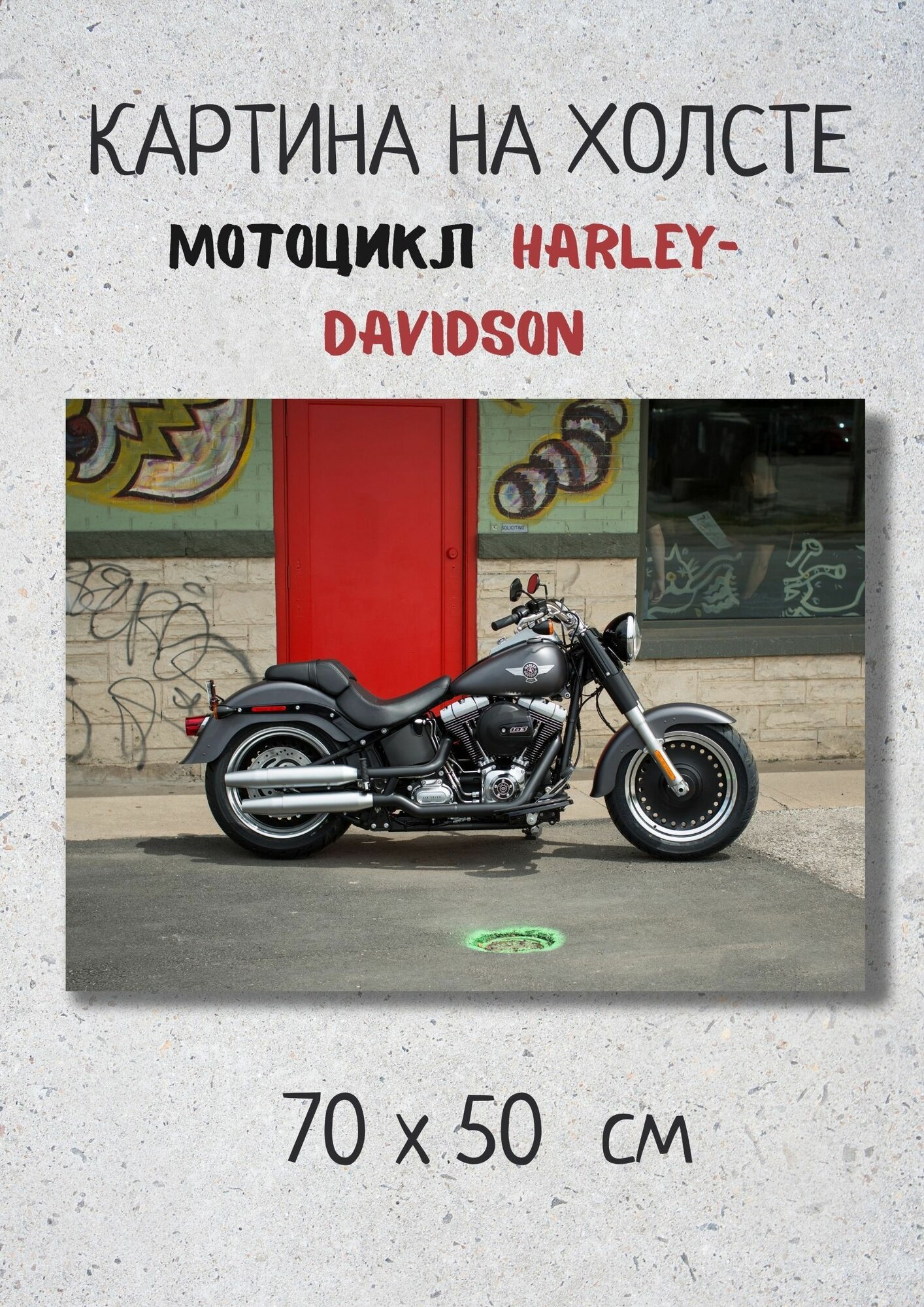 Фотокартина с красивым мотоциклом "Харлей Дэвидсон" 70х50 для интерьера