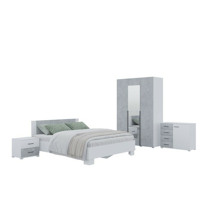 Спальный гарнитур «Бостон», комплект 5 предметов, цвет белый/бетон