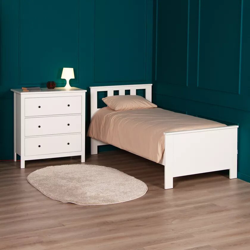 Комод "Сага" 3 ящика, белый, ЛДСП/МДФ 92 см х51см х 100 см