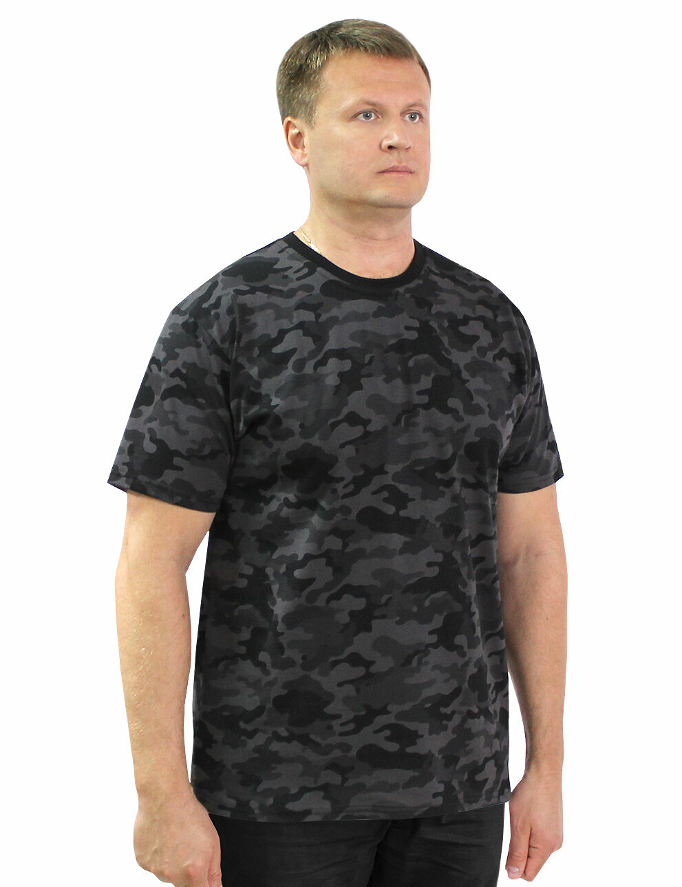 Футболка трикотажная черный камуфляж