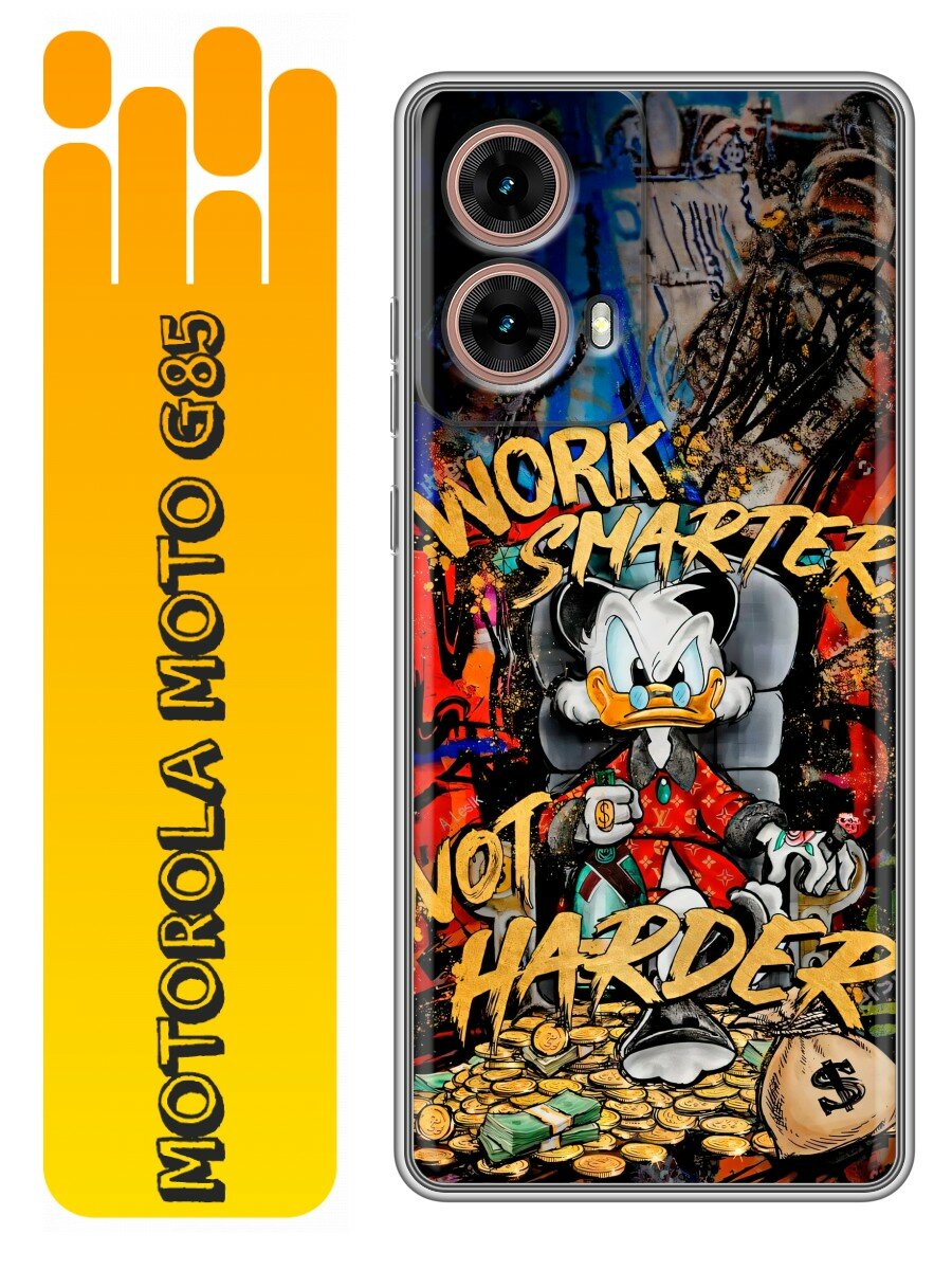 Чехол для Motorola Moto G85 с принтом Дональд Дак Деньги (Моторола Мото Г85)
