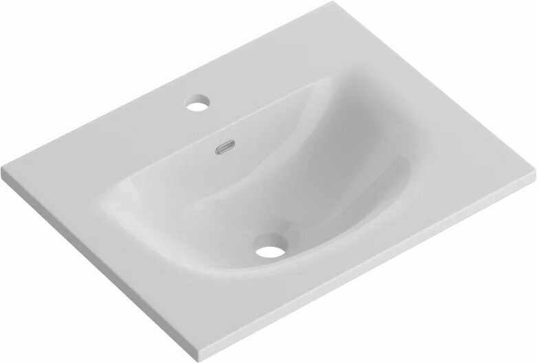 Мебельная раковина BelBagno BB-8099-3-50 накладная, фаянсовая, со встроенным сливом-переливом, белая, глянцевая, раковина для ванной, прямоугольная