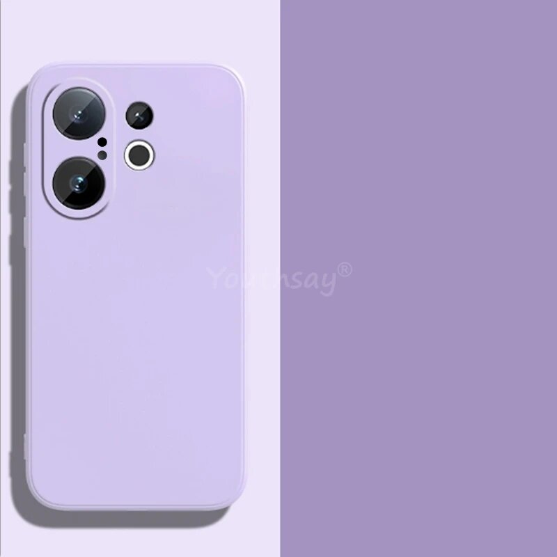 Чехол для vivo X200 FE, жидкий силиконовый чехол из ТПУ, простой защитный чехол для телефона vivo X200 FE, резиновый чехол для vivo X200 FE Grass Purple