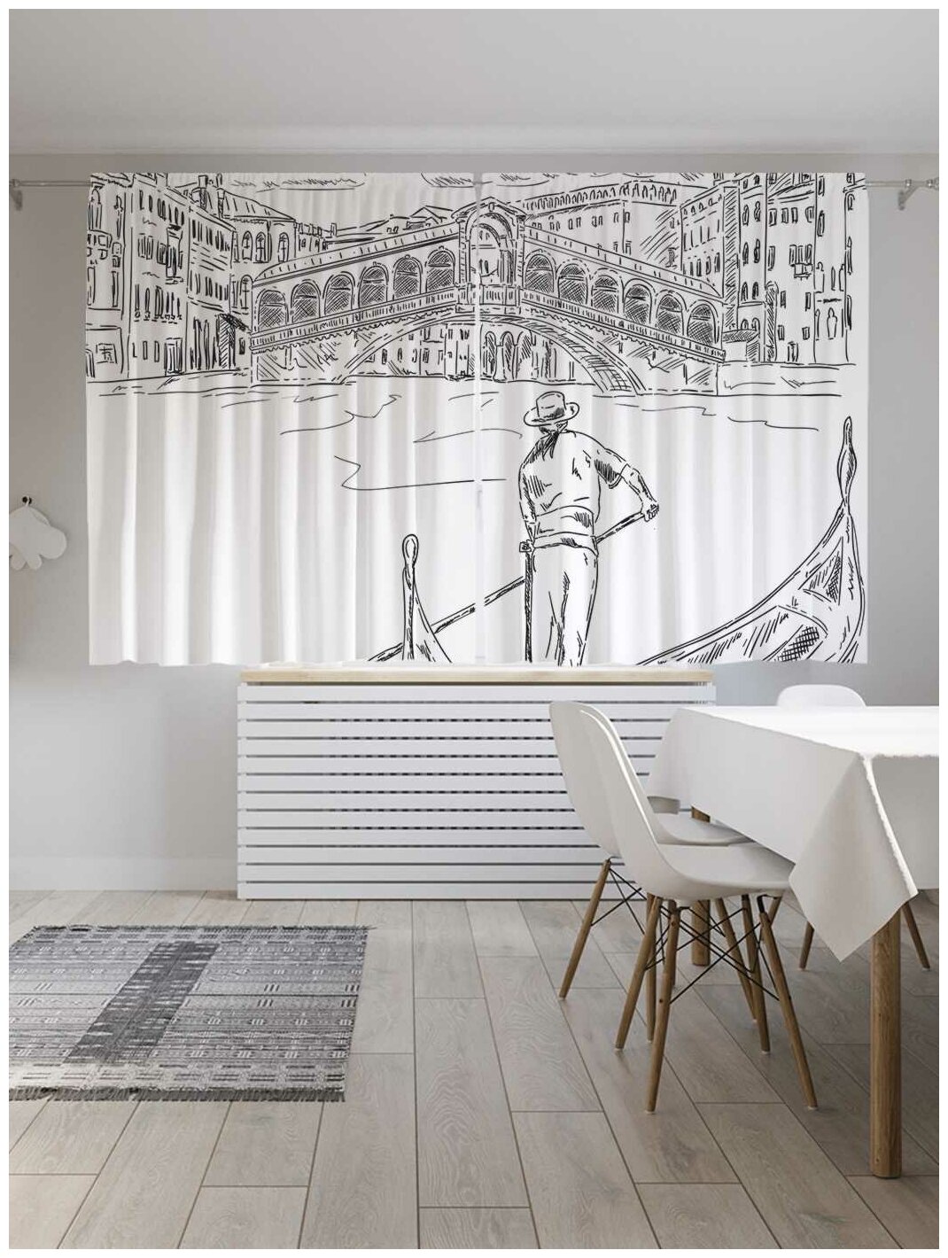 Фотошторы короткие "Гондольер", 2 полотна шириной по 145 см, высота 180 см, JoyArty