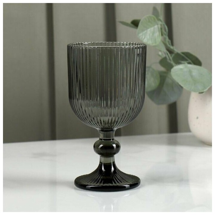 Бокал из стекла для вина Magistro Грани , 250 мл, 8 14,5 см, цвет графит