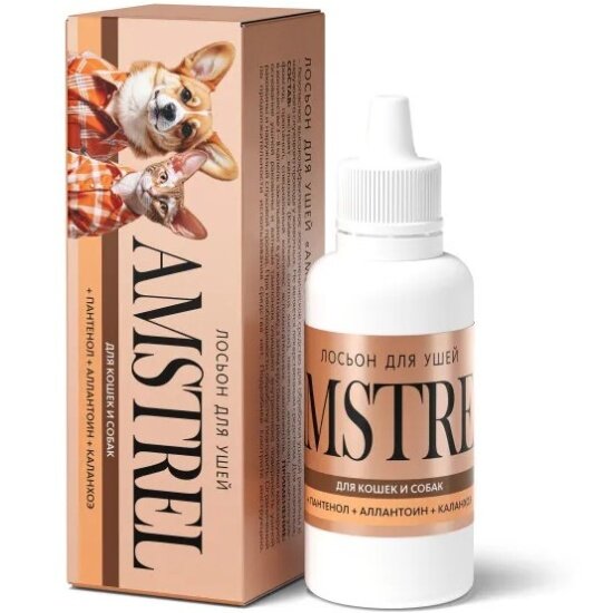 Лосьон для ушей Amstrel для кошек и собак с пантенолом, аллантоином и каланхоэ 30 мл