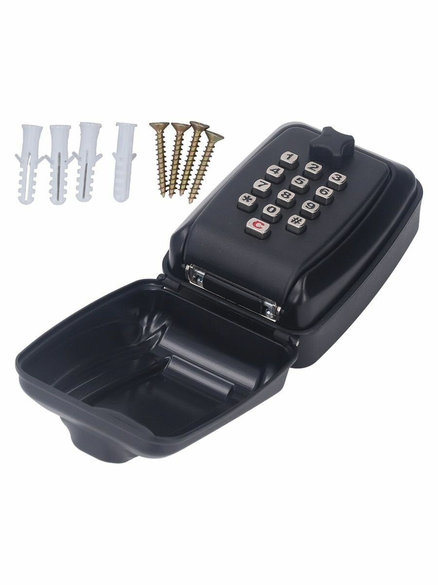 Водонепроницаемый ящик для ключей на 12 цифр, настенное крепление, футляр для хранения ключей на открытом воздухе, черный, хранилище для карт, ящик с кодовым замком