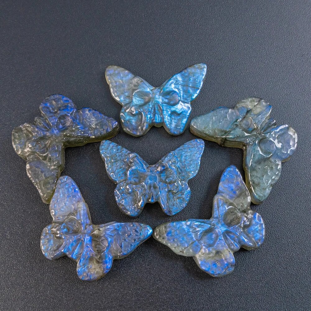 Синий лабрадорит подвеска-бабочка 21x30x7 мм