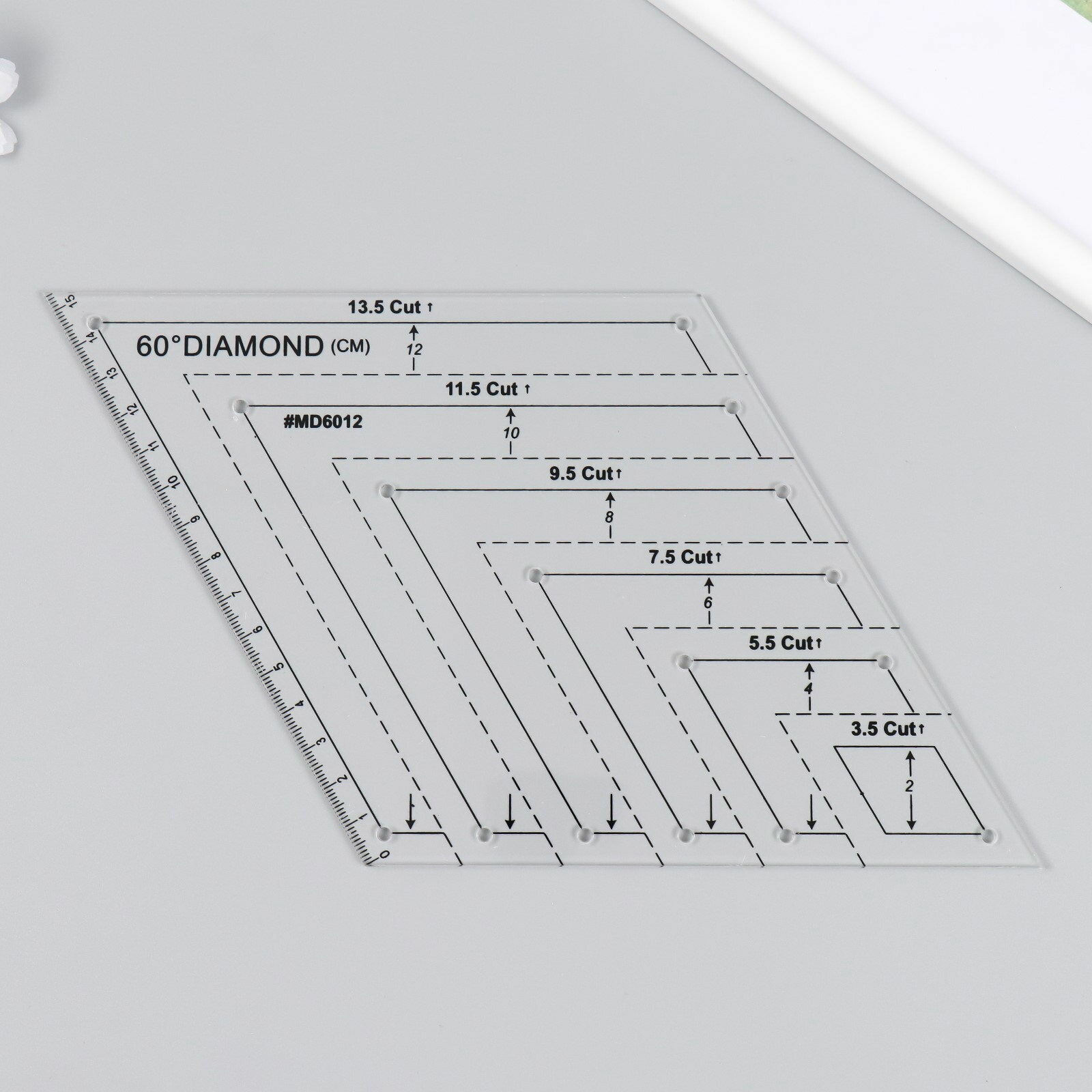 Линейка для пэчворка, пластик, 60° "Ромб", вид: линейка