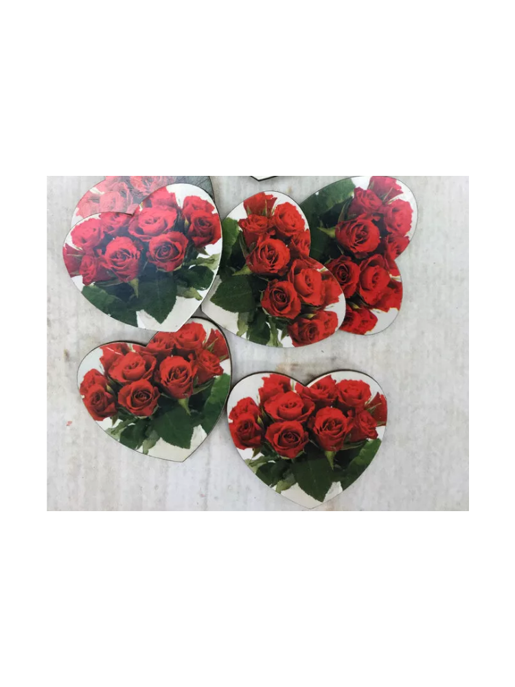 Декор на клеевой основе "Сердце" красное 4,5х4см (5шт) JU13-37-1