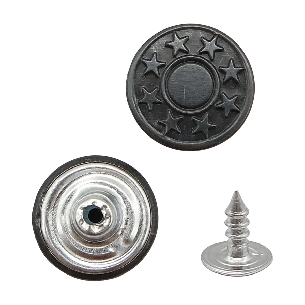 Пуговицы для джинсов металлические '8 звезд', 17 мм, 100 шт, на фиксированной ножке, NEW STAR (оксид)