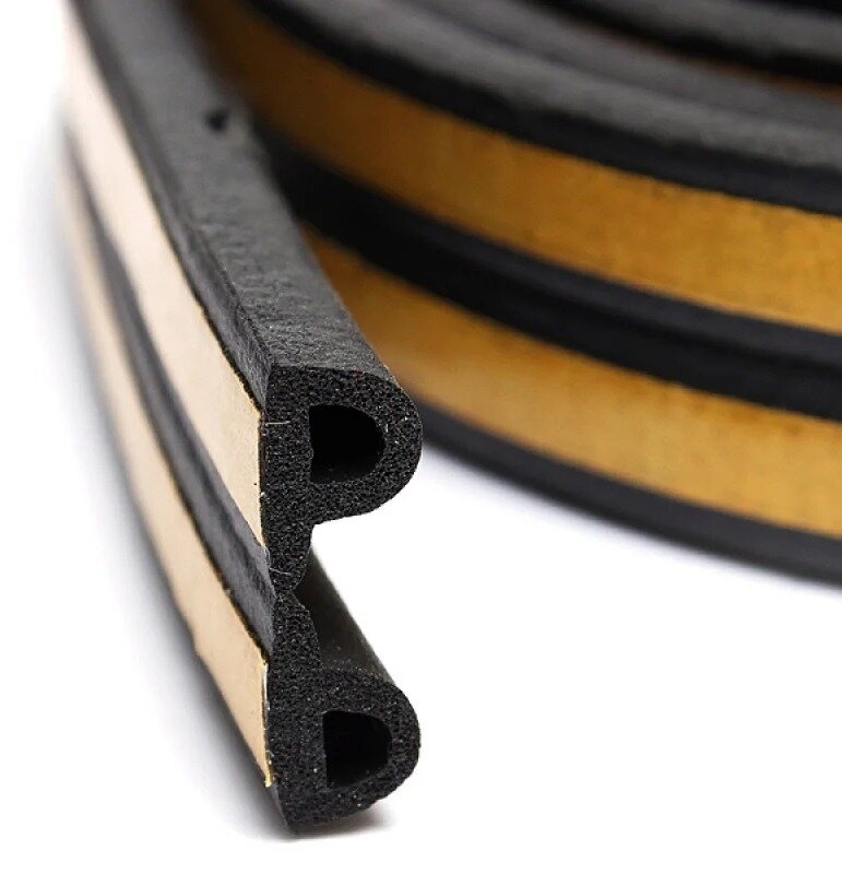 Уплотнитель 4WALLS / ФорВоллз самоклеящийся, армированный, из вспененной EPDM-резины, черный, Р-профиль, 10м / товары для дома