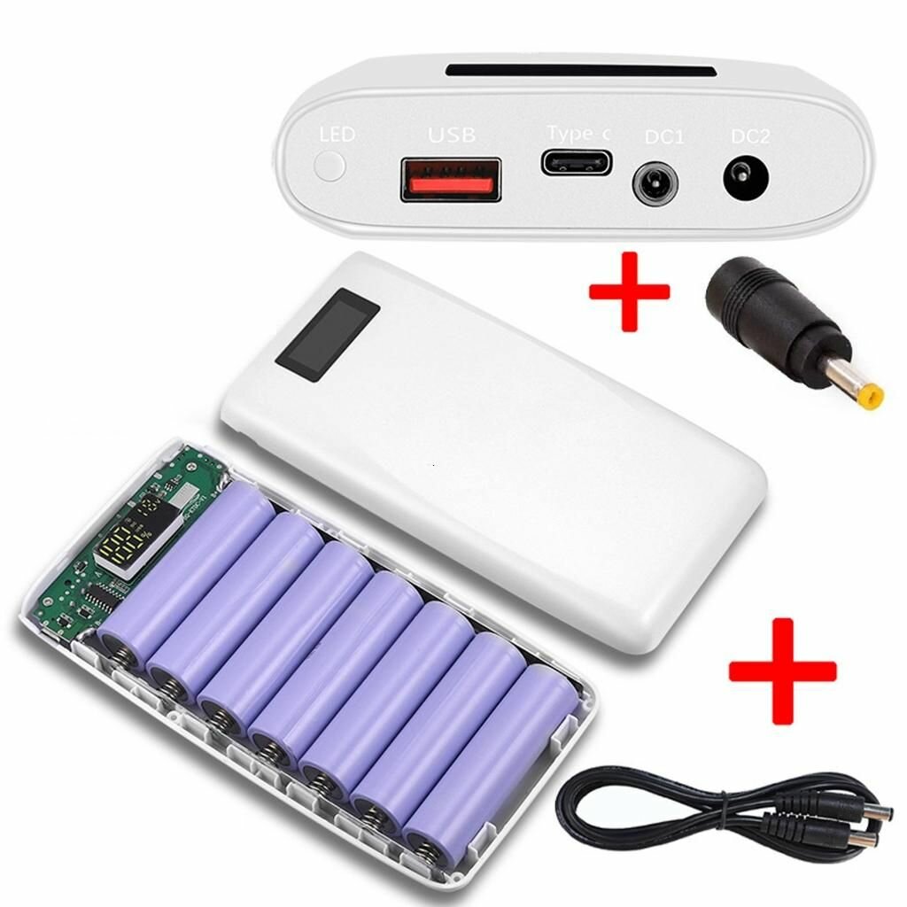 Чехол-аккумулятор,7Slot 18650 Батарейный Отсек Регулируемого Напряжения 7шт Для Электронных Устройств Кемпинга На открытом воздухе