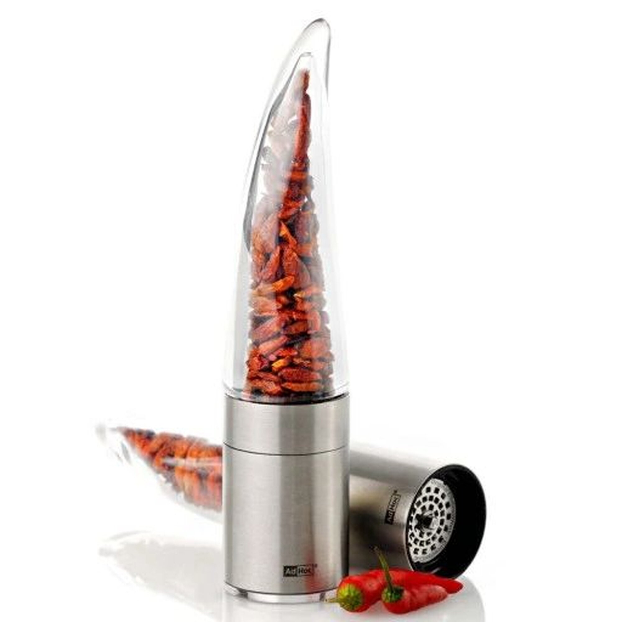 Мельница ручная AdHoc Pepe для перца чили и приправ, из нержавеющей стали, серебристая, 20 см, CeraCut
