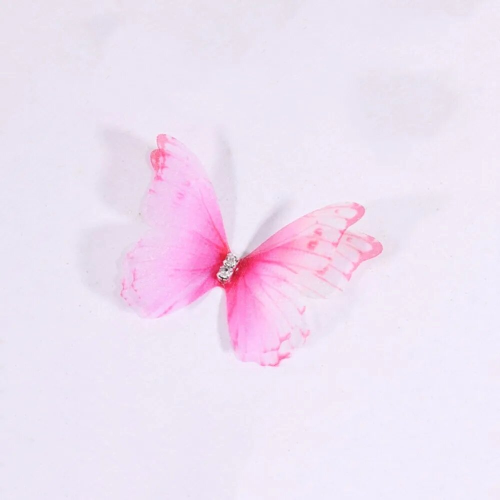 50 шт. двухслойные аппликации в виде бабочки 3D полупрозрачная нашивка в виде бабочки градиент цвета DIY ручной работы шифоновая мода в виде бабочки